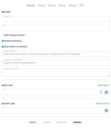 Create New Stream Cesbo Astra