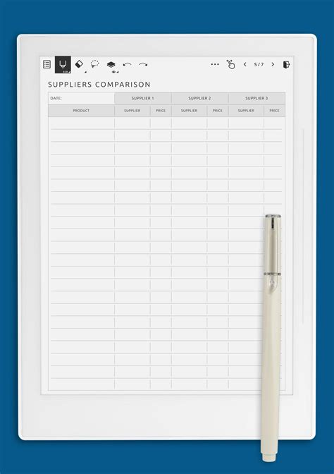 Download Printable Suppliers Comparison Template PDF