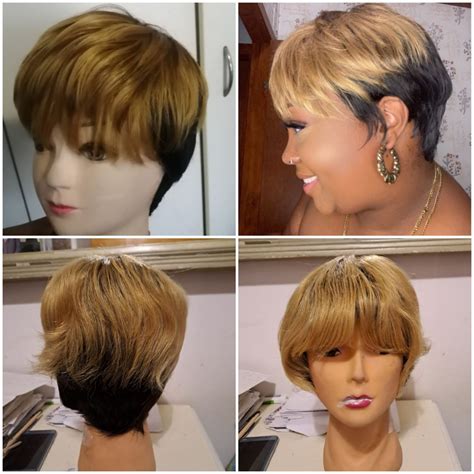 Ombre Pixie Cut Short Human Hair Wig 1b27 Etsy