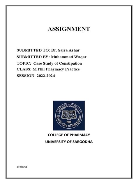 Assignment Case Study Pdf Constipation Health Sciences