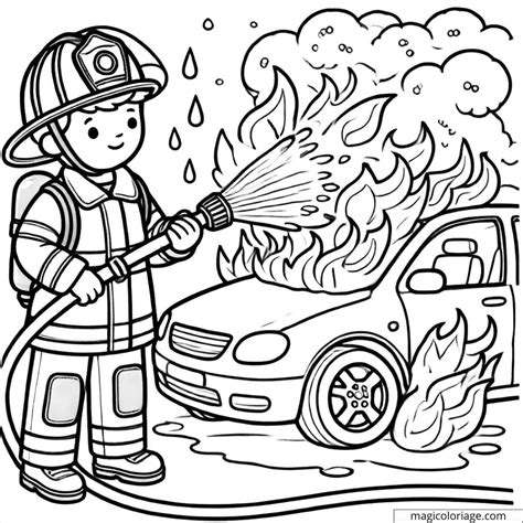 Dibujos Para Imprimir De Bombero Apagando Fuego