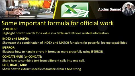 Abdus Samad Khan On Linkedin Some Important Excel Formulas For Office Use