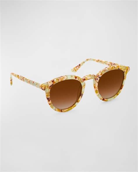 Illesteva Leonard Round Acetate Sunglasses Neiman Marcus