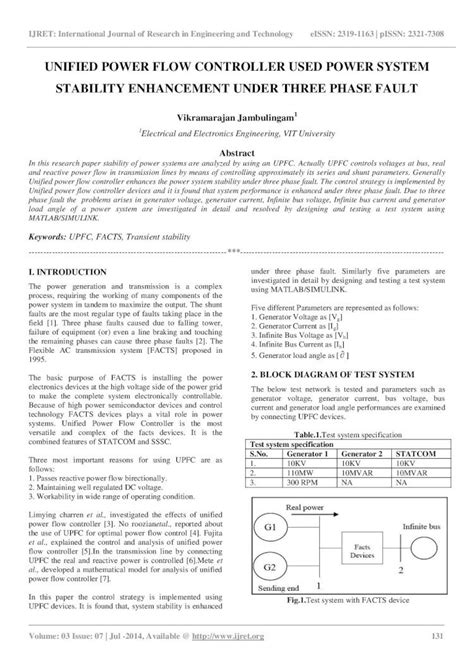 Pdf Unified Power Flow Controller Used Power System