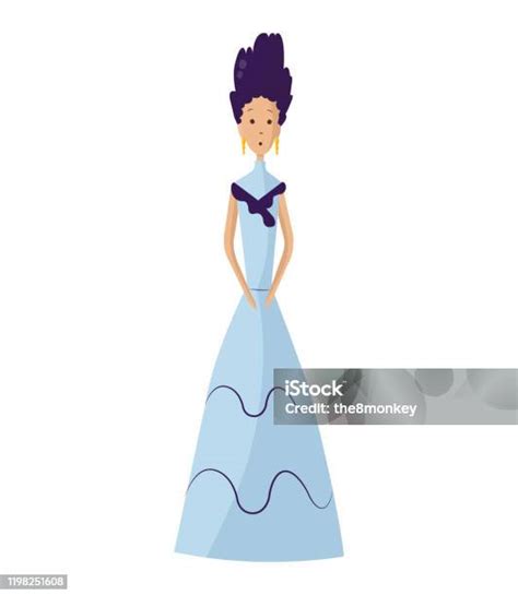 중세 패션 빈티지 드레스 르네상스 의류 벡터 여성 캐릭터입니다 역사적인 왕실 의상 일러스트 흰색 배경에 고립 된 예술 의상 천을 입은 바로크 인 Theatrical