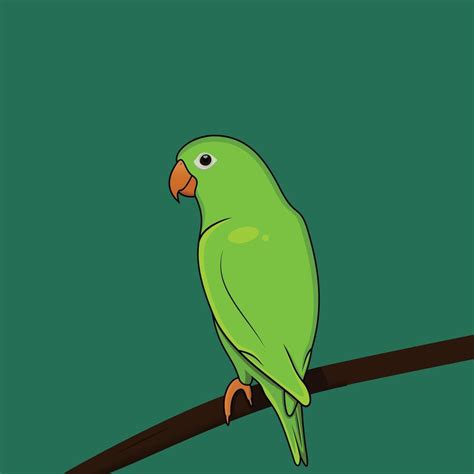 Linda Perca De Loro Verde En Rama Ilustración De Logotipo Vectorial