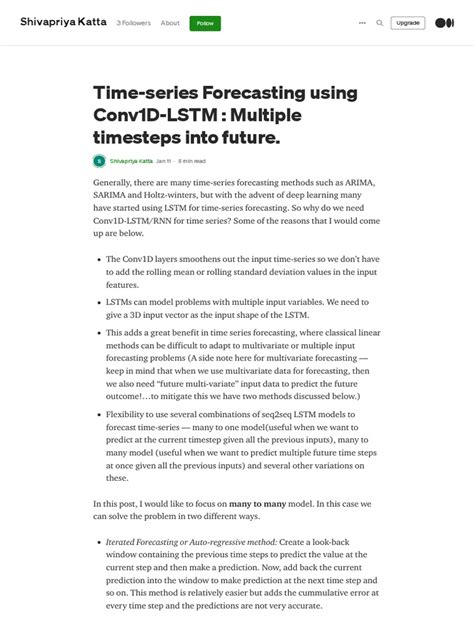 Time Series Forecasting Using Conv1d Lstm Multiple Timesteps Into