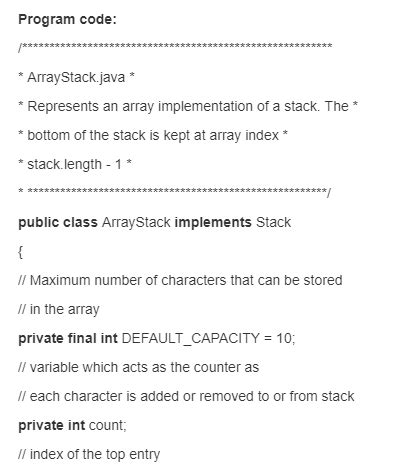 Solved Implement The ADT Stack By Using An Array Stack To Contain