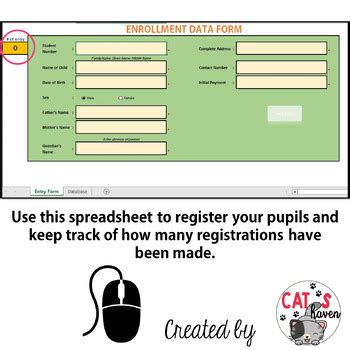 Enrollment System Spreadsheet Microsoft Excel By Cat S Haven TPT
