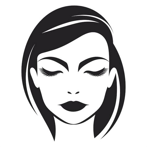 Líneas Elegantes Logotipo Negro Con Icono De Rostro Femenino En Blanco