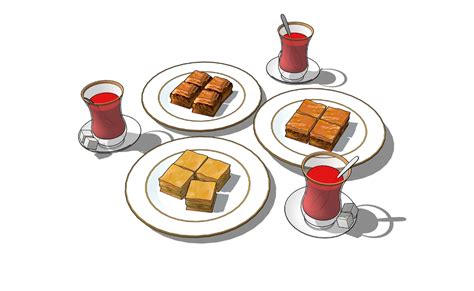 터키 디저트 바클라바 3d일러스트 스타일