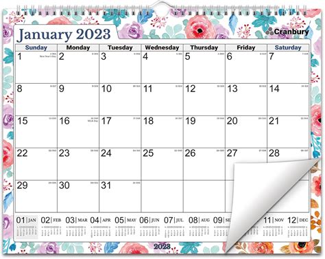 Buy CRANBURY Large Wall Calendar 2023 Floral 12x15 Use To December