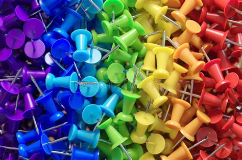 Several Assorted Colors Of Plastic Push Pins Stock Illustration
