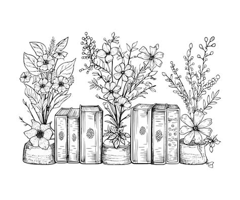 Esquema de libro de flores libro de flores diseño para colorear diseño de arte de línea de libro