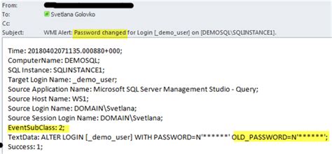 Automated WMI Alerts For SQL Server Login Property Changes