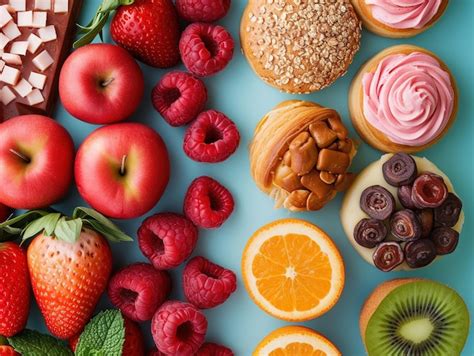 Premium Photo Healthy And Unhealthy Food Background From Fruits And