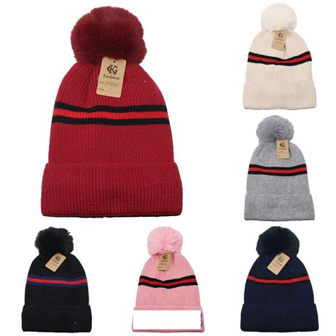 12 Wholesale One Pom Beanie Chenille Fur Lining Wsd