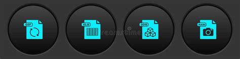 Set  File Document Xls 3ds And Raw Icon Vector Stock Vector