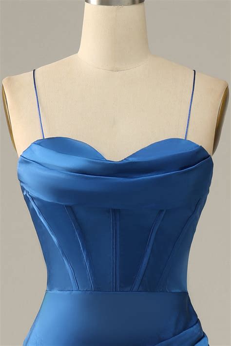 Zapakasa Women Prom Dress Royal Blue Spaghetti Straps Mermaid Evening Dress