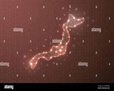 Japan Polygonal Symbol With Binary Code Background Japan Map Concept