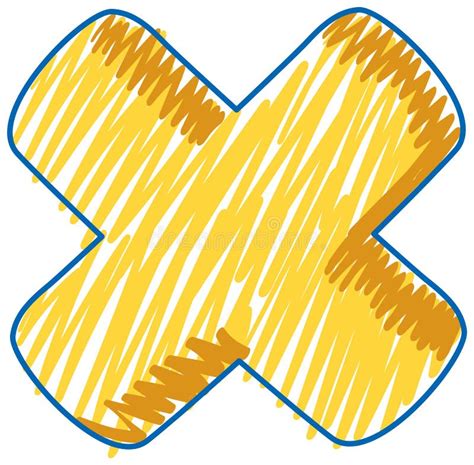 Math Times Sign Symbol In Pencil Colour Sketch Simple Style Stock