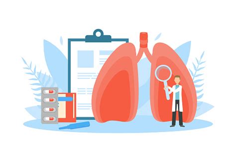 小醫生檢查巨大的人類肺與放大鏡 阻塞性肺病 醫生做醫學研究向量插圖向量圖形及更多人圖片 人 人類內臟 人體構造 Istock