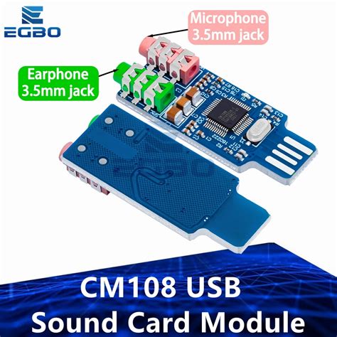 Cm108 Usb 사운드 카드 모듈 노트북 컴퓨터용 드라이버 35mm 마이크 잭이있는 외부 칩 티몬