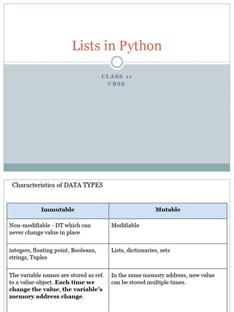 Lists In Python Tbc Pdf Data Type Integer Computer Science
