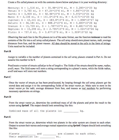 Solved Create A File Called Planetstxt With The Contents