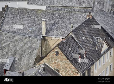 An Aerial View Of The Roofs Of The Buildings In Monreal Village