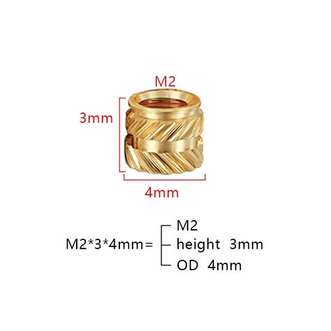 Rjx 100pcs M2 Brass Insert Nuts Hot Melt Molding Copper Heat Inserting