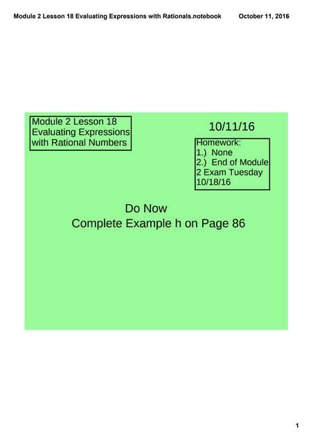 Module 2 Lesson 18 Evaluating Expressions With Rationals Pdf