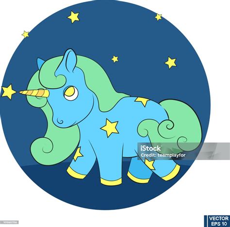 Cute Cartoon Blue Unicorn Stock Illustration Download Image Now