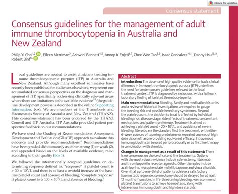 New Treatment Guidelines For Adult Itp Patients In Aust And Nz Itp Australia And New Zealand