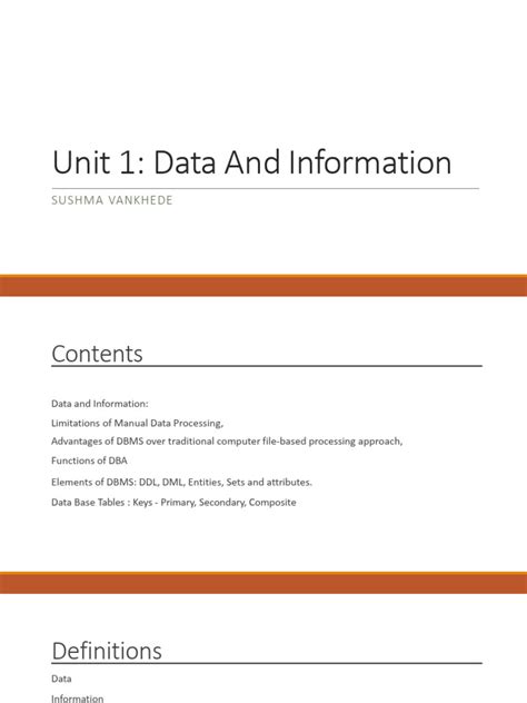 Unit 1 Data And Information Pdf Databases Data Model