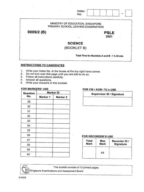 Psle Science 2021 Booklet B Pdf