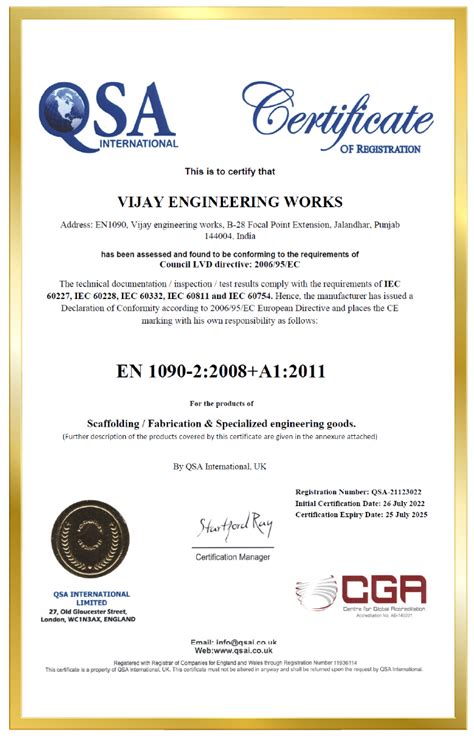 Certificates Vijay Engineering Works Scaffoldings Tools Hardware