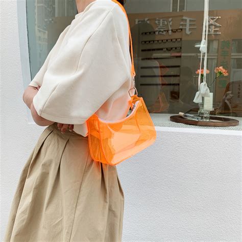 Badu Bg Модна ретро дамска желе плътна прозрачна чанта за подмишниците Ежедневни дамски чанти за