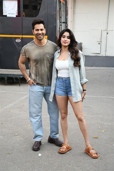 Varun Dhawan Janhvi Kapoor Stun In Casuals On The Sets Of Sunny