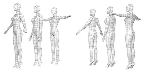 Natural Female On Toes In 3 Modeling Poses Base Mesh 3d Turbosquid