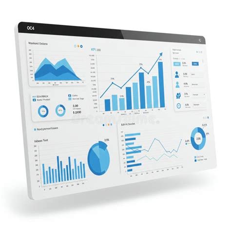 A Digital Dashboard Displays Multiple Data Visualizations Including Bar Charts Pie Stock