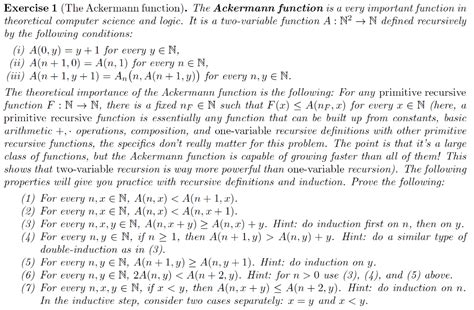 Exercise 1 The Ackermann Function The Ackermann