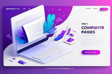 3d Web Vector Illustrations Computer With Open Pages Landing Page Template For Web Premium Ai