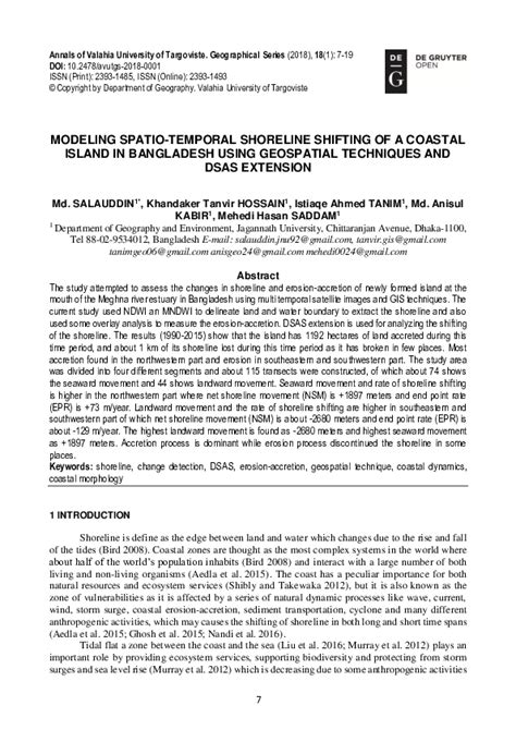 pdf modeling spatio temporal shoreline shifting of a coastal island