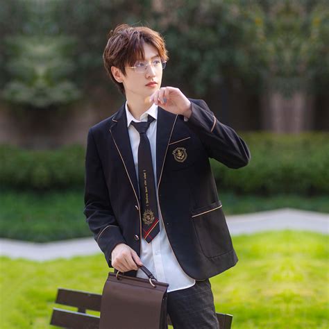 放学后的制服馆夹边西服dk西装校供感男生款学院风休闲外套黑色虎窝淘