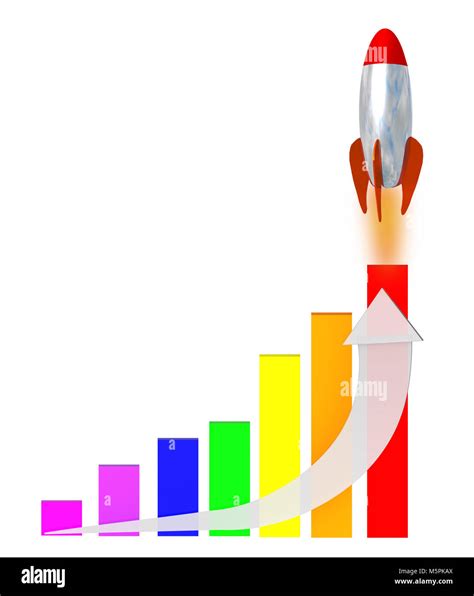 Graph Launch Missile Rocket Success Bussiness 3d Rendering Stock