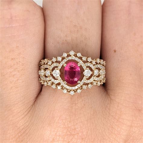 Vintage Filigree Ruby Ring In 14k Yellow Gold W Diamond Accents Oval 7x5mm Ruby Cocktail