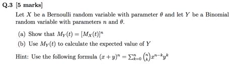 Solved Q Marks Let X Be A Bernoulli Random Variable Chegg