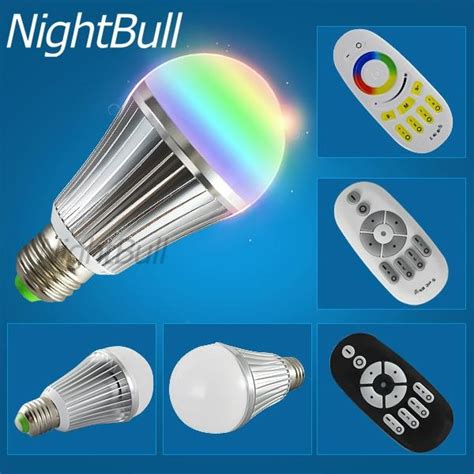 9W Aluminum Body RGBW E27 LED Bulb Light With 2 4G RF Remote Control