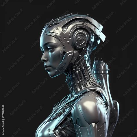 Synthetic Humanoid Robot Artificial Intelligence Portrait Of Gynoid
